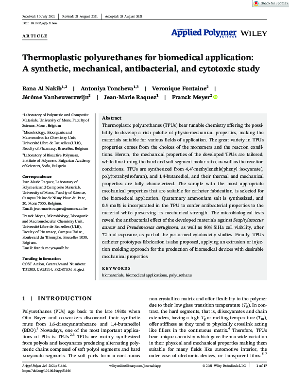 (PDF) Thermoplastic polyurethanes for biomedical application: A ...