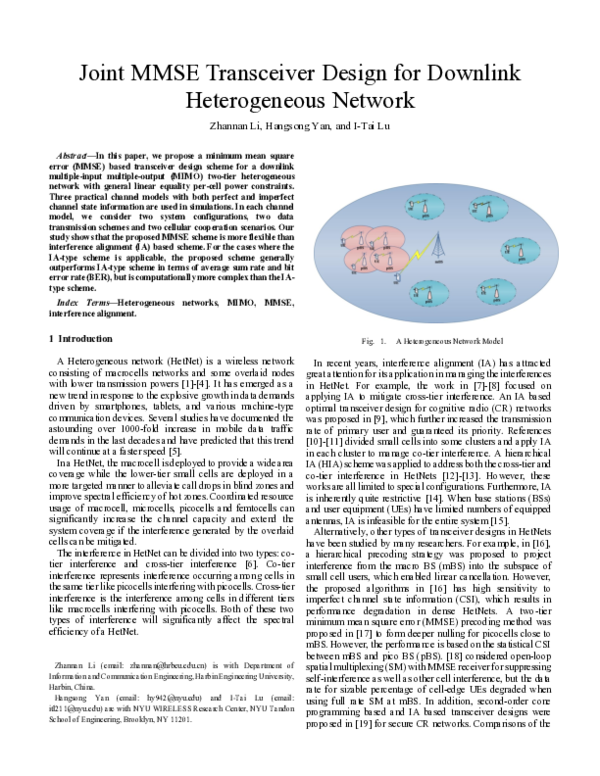 (PDF) Joint MMSE transceiver design for downlink heterogeneous network