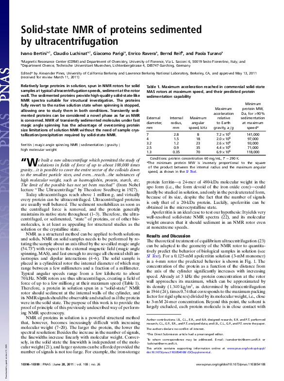 (PDF) Solid-state NMR of proteins sedimented by ultracentrifugation