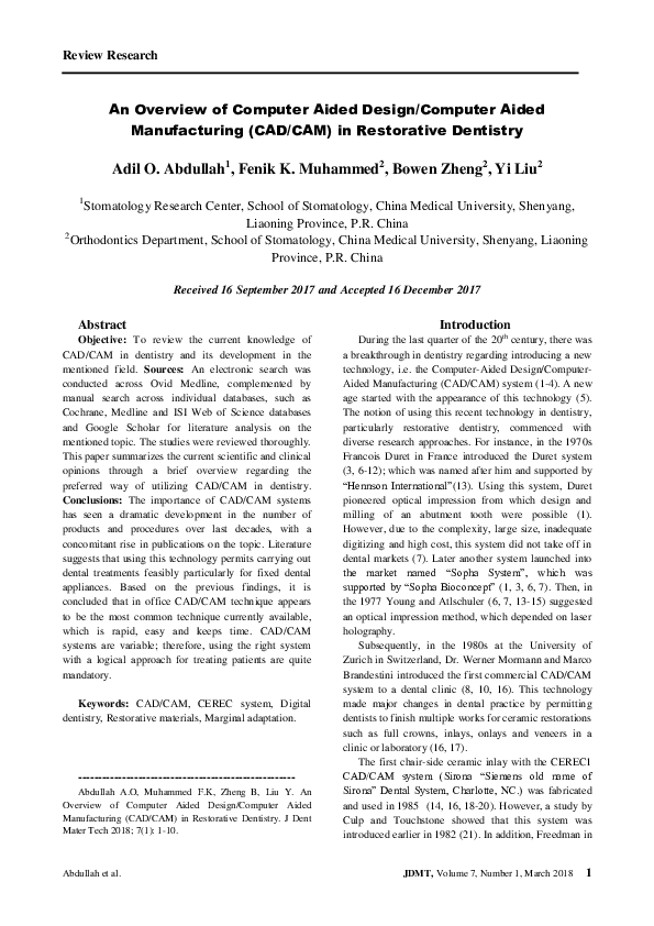 (PDF) An Overview of Computer Aided Design/Computer Aided Manufacturing ...