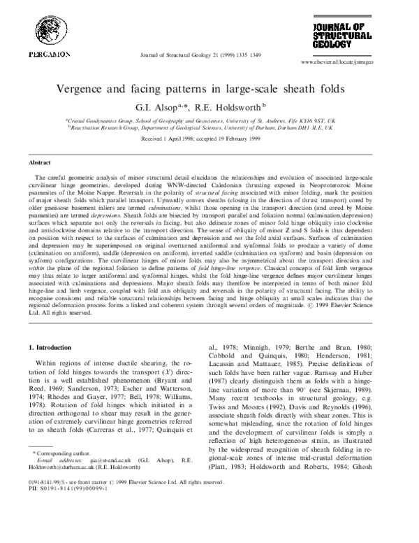 (PDF) Vergence and facing patterns in large-scale sheath folds