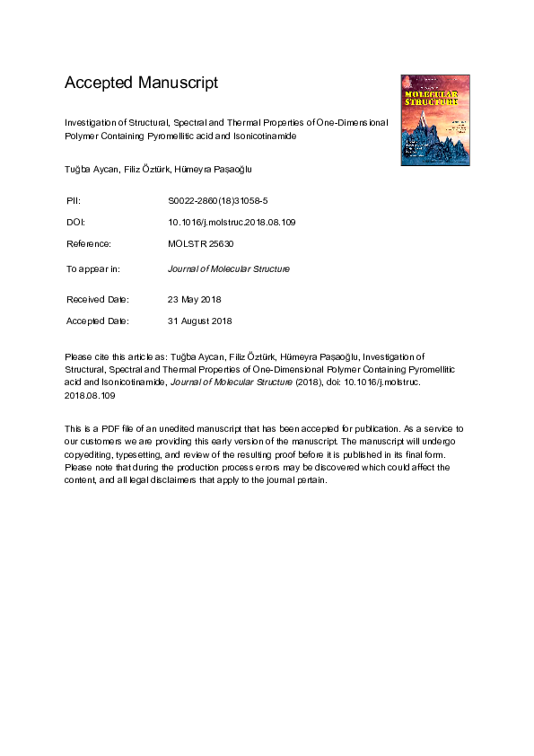 (PDF) Investigation of structural, spectral and thermal properties of ...