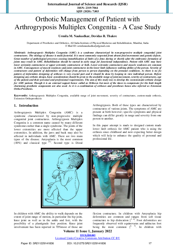 (PDF) Orthotic Management of Patient with Arthrogryposis Multiplex ...