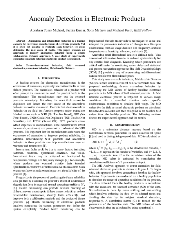 (PDF) Anomaly detection in electronic products | Sachin Kumar - Academia.edu