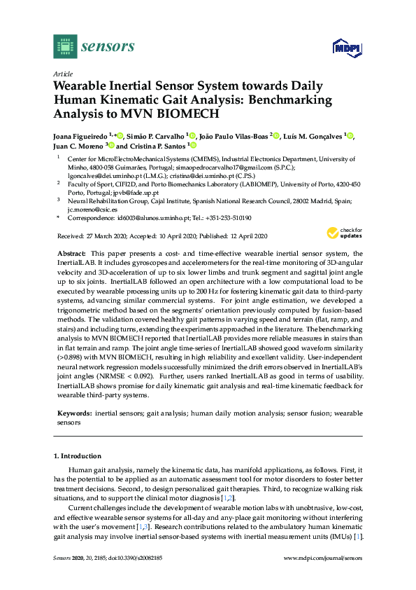(PDF) Wearable Inertial Sensor System towards Daily Human Kinematic Gait Analysis: Benchmarking ...