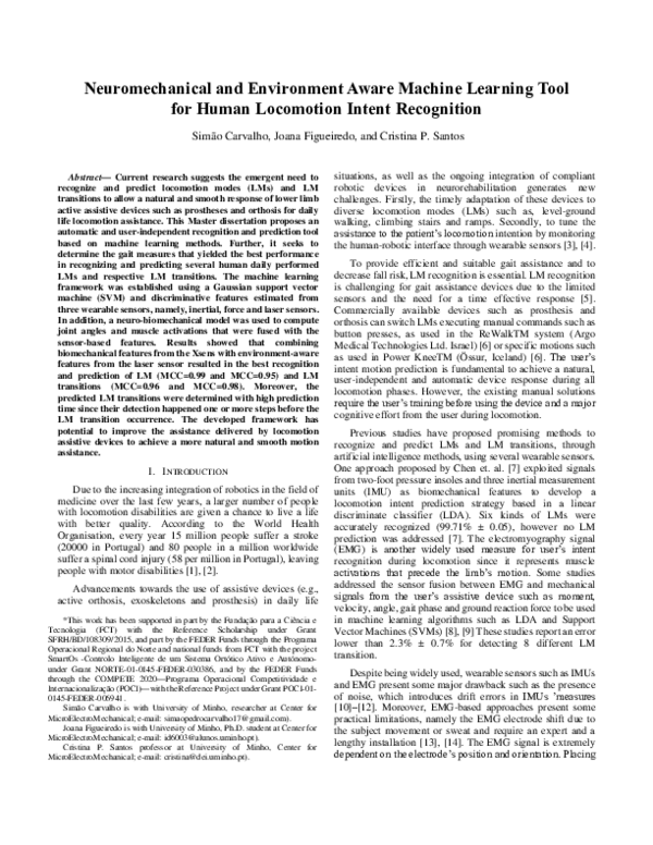 (PDF) Neuromechanical and Environment Aware Machine Learning Tool for Human Locomotion Intent ...