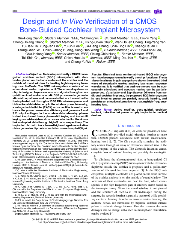 (PDF) Design and In Vivo Verification of a CMOS Bone-Guided Cochlear ...