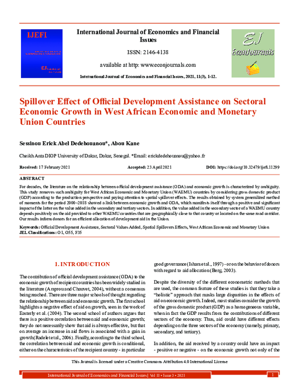 (PDF) Spillover Effect of Official Development Assistance on Sectoral ...