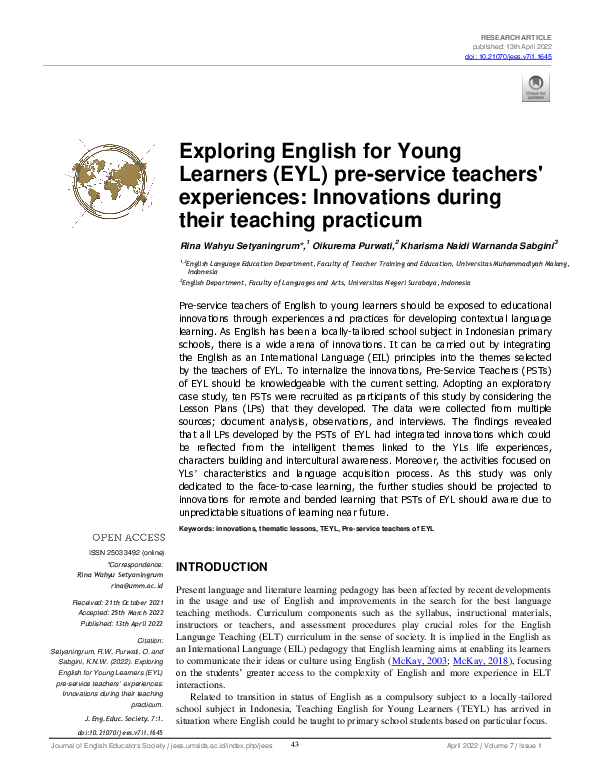 (PDF) Exploring pre-service teachers of English for young learners ...