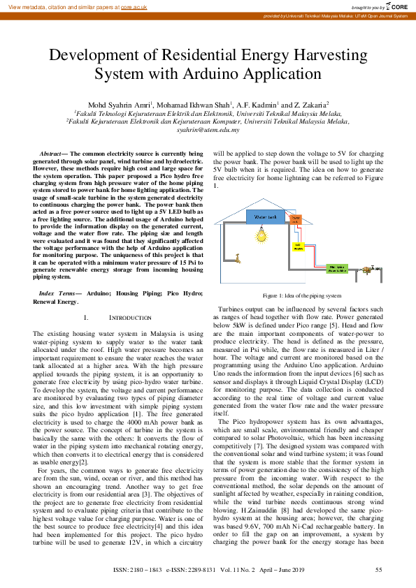 (PDF) Development of Residential Energy Harvesting System with Arduino ...