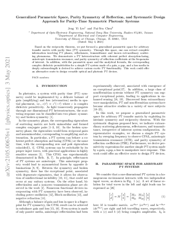 (PDF) Generalized parametric space, parity symmetry of reflection, and systematic design ...