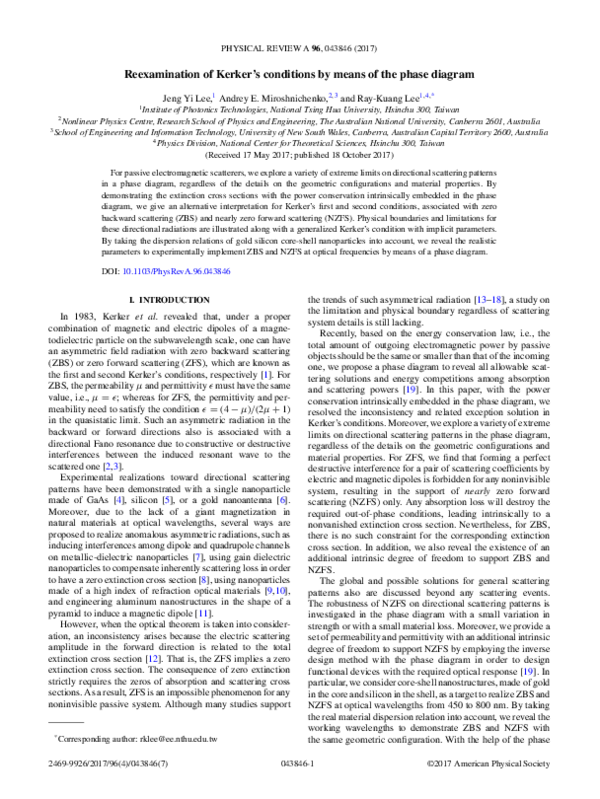 (PDF) Reexamination of Kerker's conditions by means of the phase diagram
