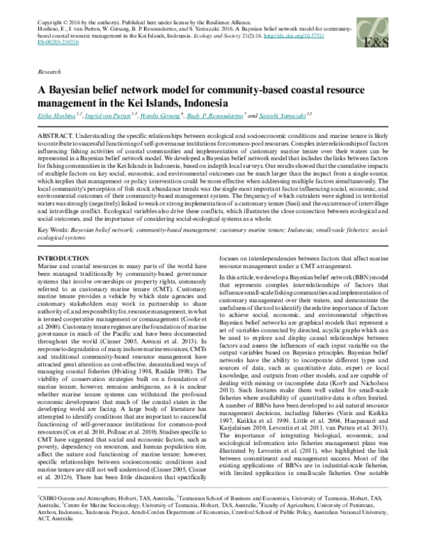 (PDF) A Bayesian belief network model for community-based coastal ...