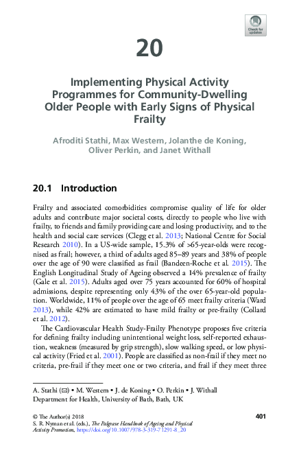 (PDF) Implementing Physical Activity Programmes for Community-Dwelling Older People with Early ...