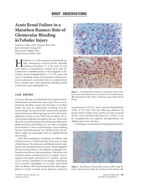 (PDF) Acute renal failure in a marathon runner: role of glomerular ...