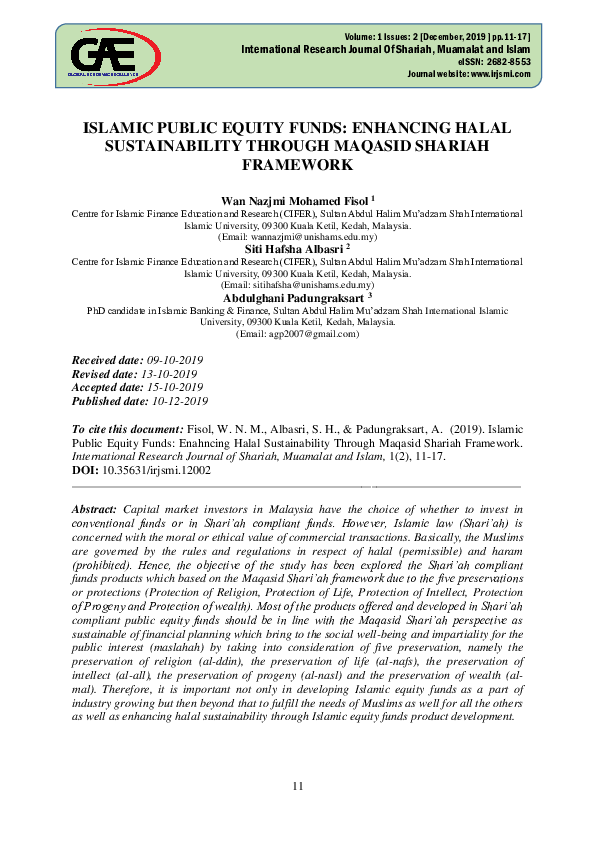 (PDF) Islamic Public Equity Funds: Enhancing Halal Sustainability ...
