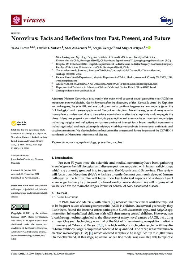 (PDF) Norovirus: Facts and Reflections from Past, Present, and Future
