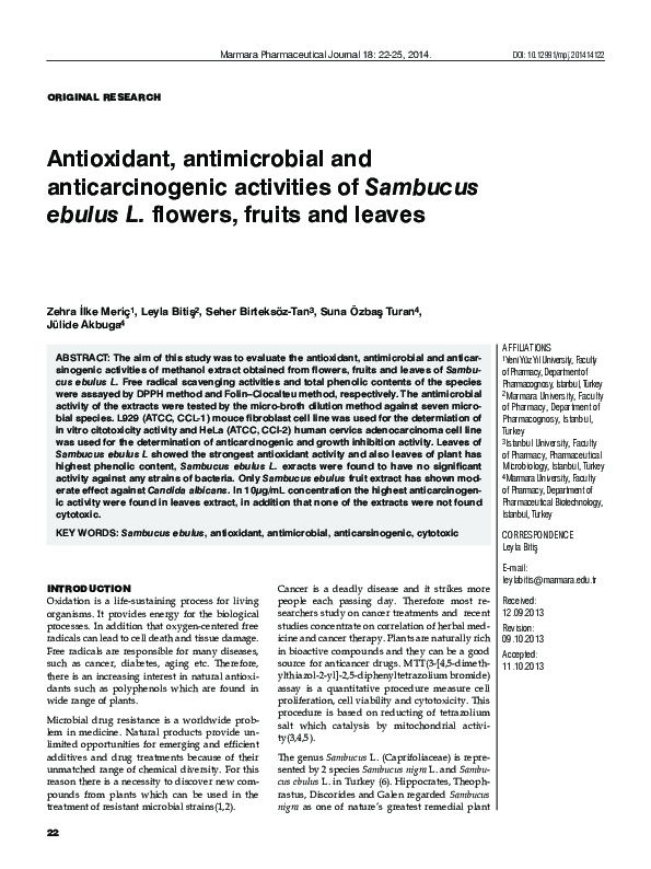 (PDF) Antioxidant, antimicrobial and anticarcinogenic activities of ...