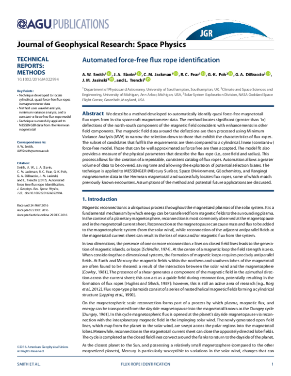 (PDF) Automated force‐free flux rope identification