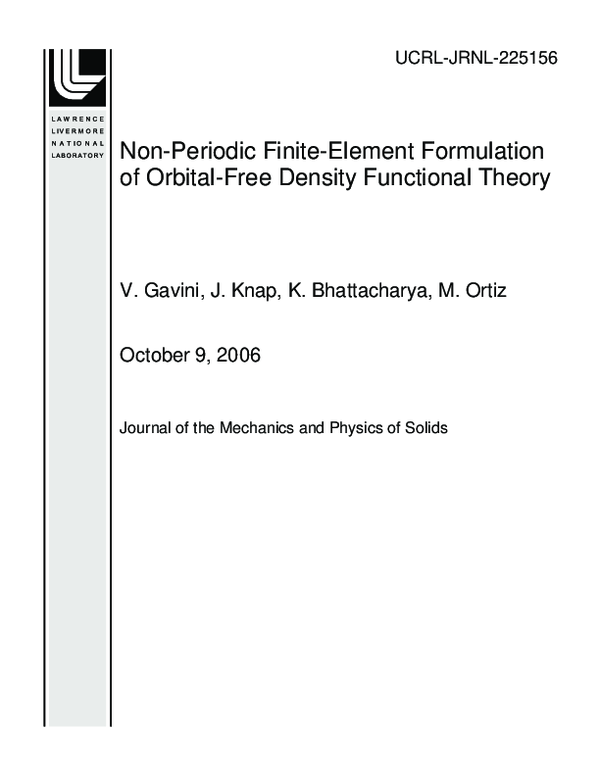 Pdf Orbital Free Dft With Finite Element Method
