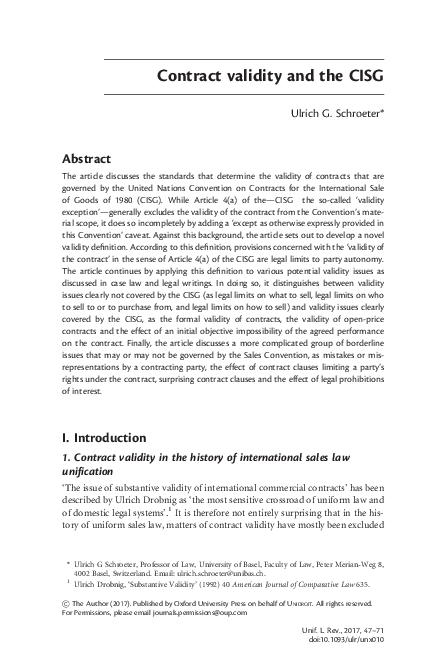 (PDF) Contract validity and the CISG