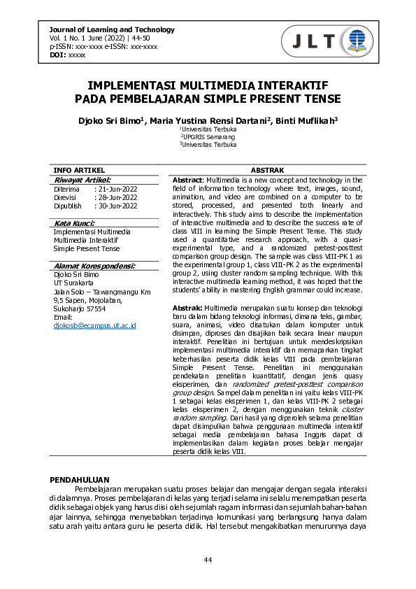 (PDF) Implementasi Multimedia Interaktif Pada Pembelajaran Simple ...