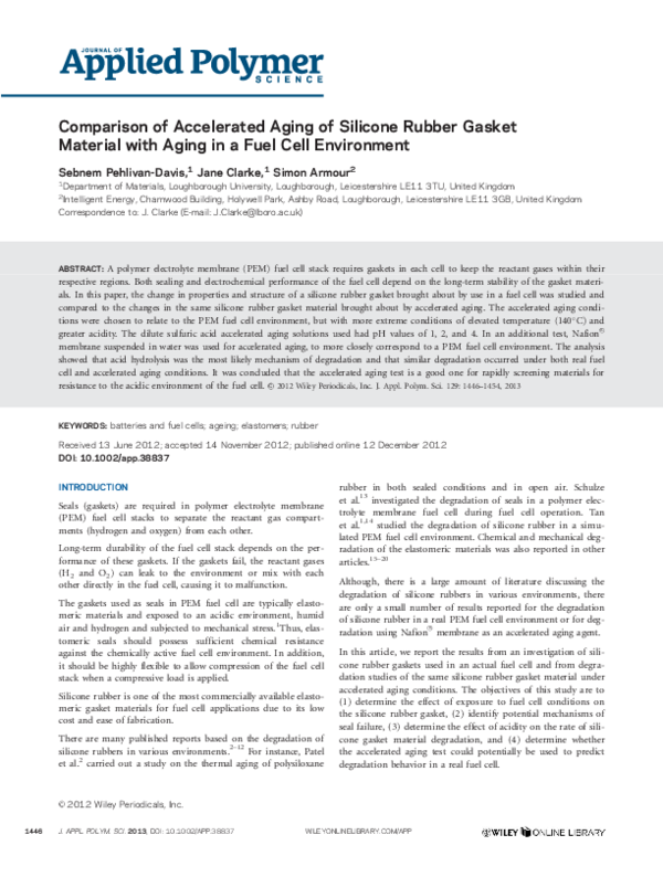 (PDF) Comparison of accelerated aging of silicone rubber gasket ...