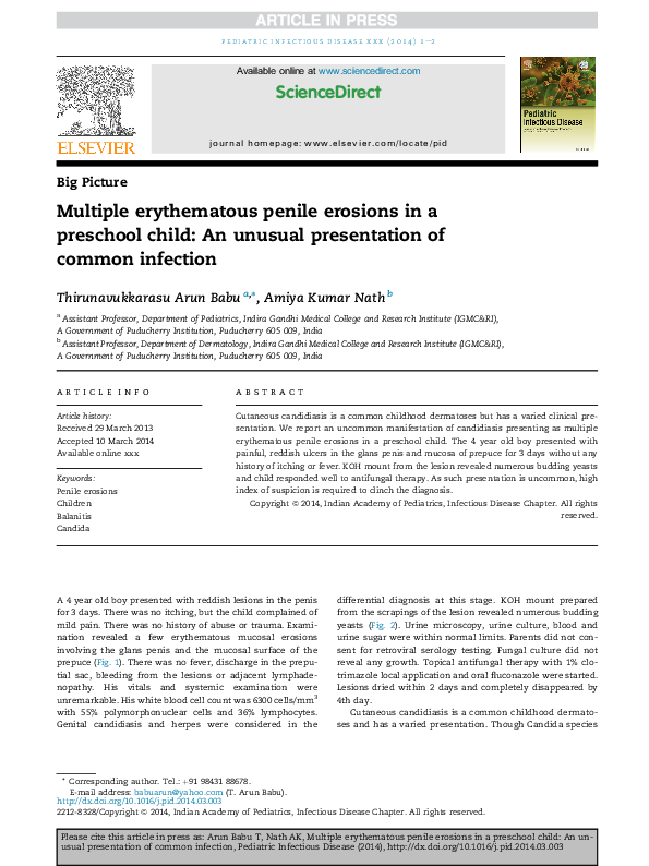 (PDF) Multiple erythematous penile erosions in a preschool child: An ...