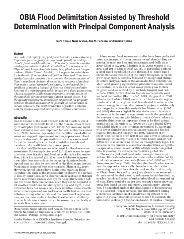 (PDF) OBIA Flood Delimitation Assisted by Threshold Determination with Principal Component Analysis