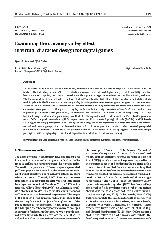 (PDF) Examining the uncanny valley effect in virtual character design ...