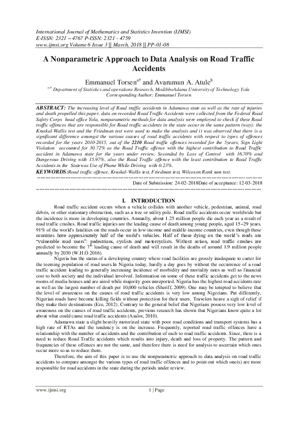 (PDF) A Nonparametric Approach to Data Analysis on Road Traffic Accidents