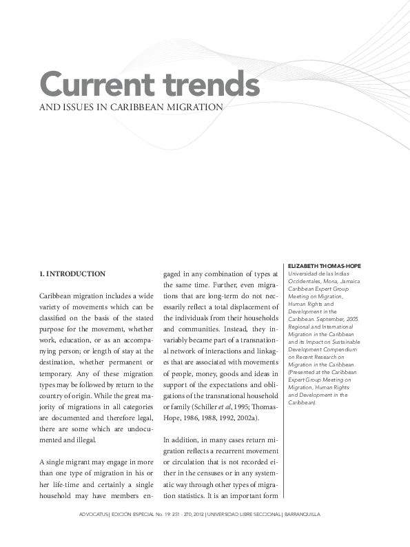 (PDF) Current trends and issues in caribbean migration