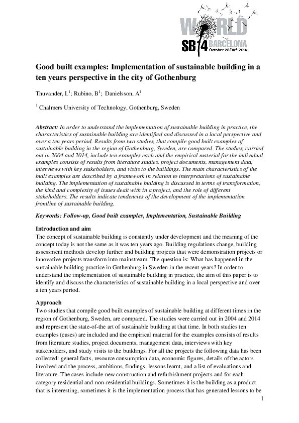 (PDF) Good built examples: Implementation of sustainable building in a ...