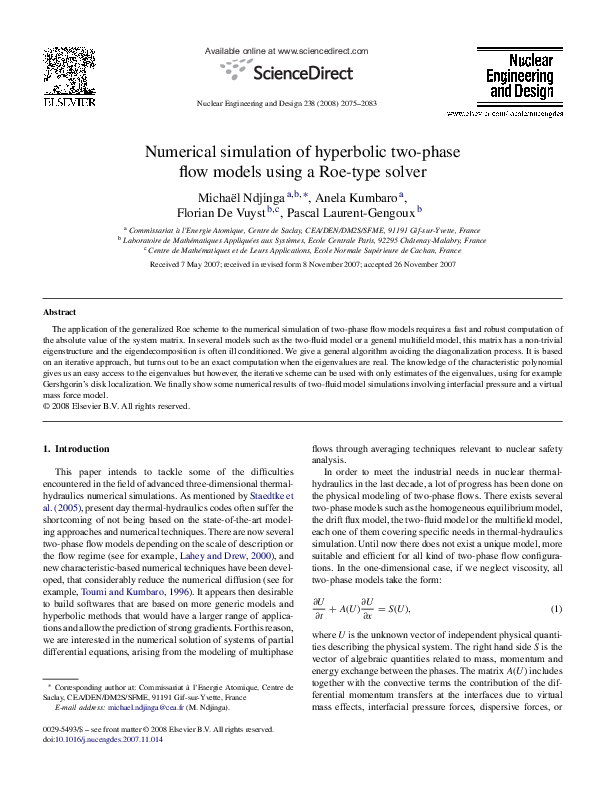 (PDF) Numerical simulation of hyperbolic two-phase flow models using a Roe-type solver