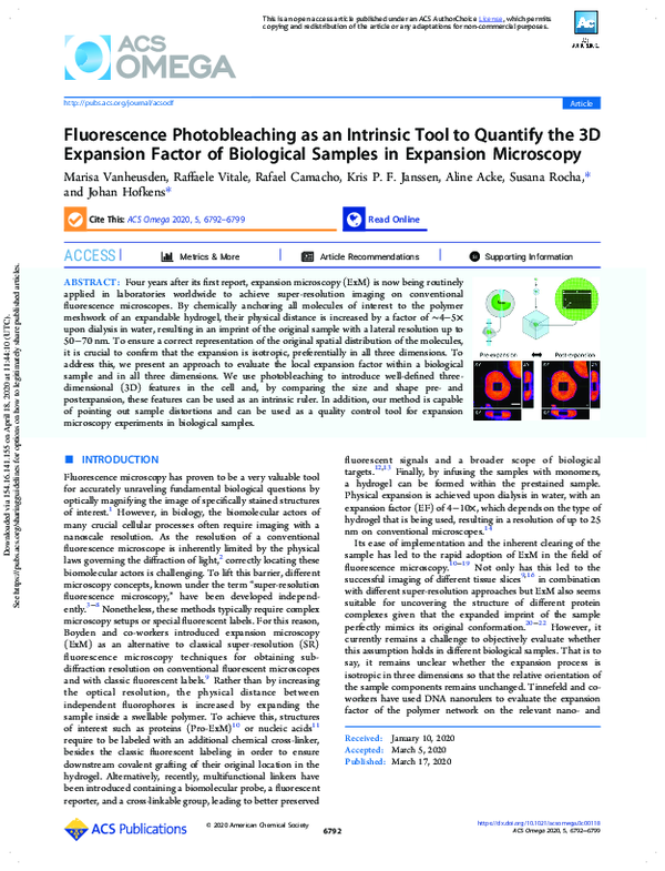 (PDF) Fluorescence Photobleaching as an Intrinsic Tool to Quantify the 3D Expansion Factor of ...
