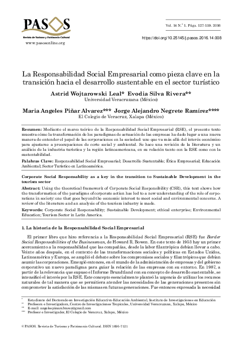 (PDF) La Responsabilidad Social Empresarial como pieza clave en la transición hacia el ...