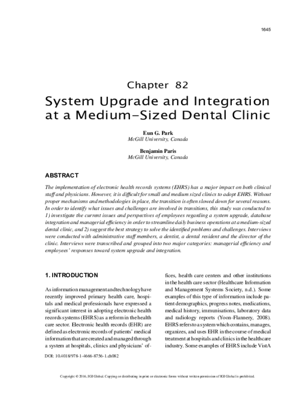 (PDF) System Upgrade and Integration at a Medium-Sized Dental Clinic