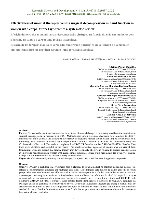 (PDF) Effectiveness of manual therapies versus surgical decompression ...
