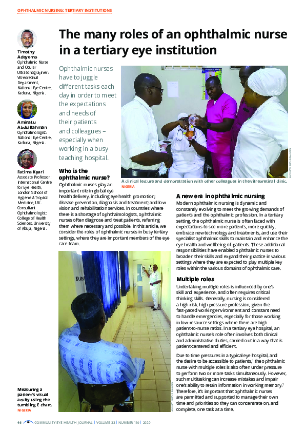 (PDF) The many roles of an ophthalmic nurse in a tertiary eye ...