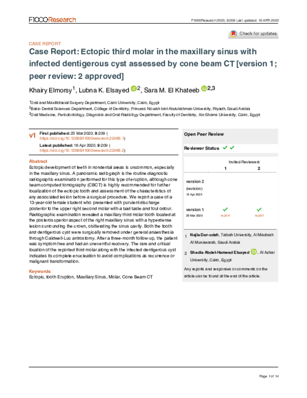 (PDF) Case Report: Ectopic third molar in the maxillary sinus with ...