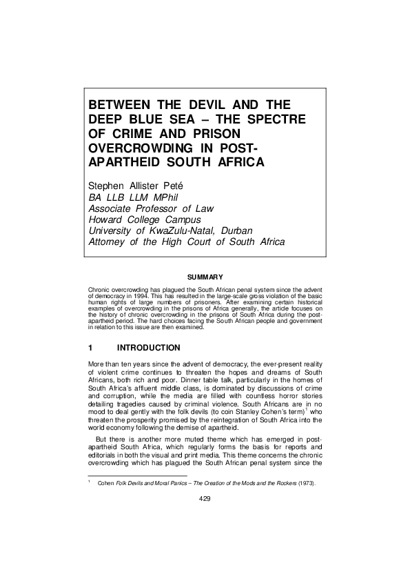 Pdf Between The Devil And The Deep Blue Sea The Spectre Of Crime