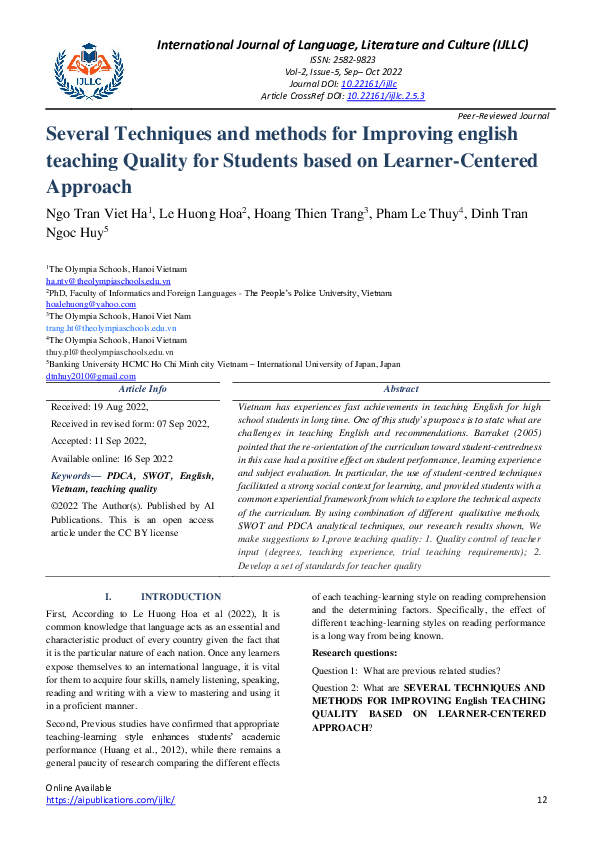 (PDF) Several Techniques and methods for Improving english teaching Quality for Students based ...