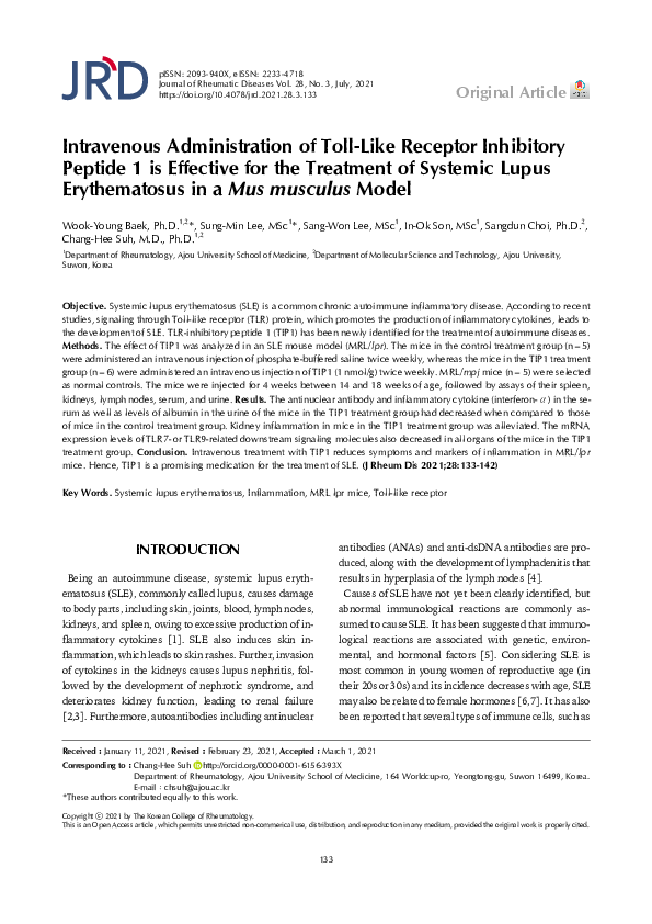(PDF) Intravenous Administration of Toll-Like Receptor Inhibitory ...