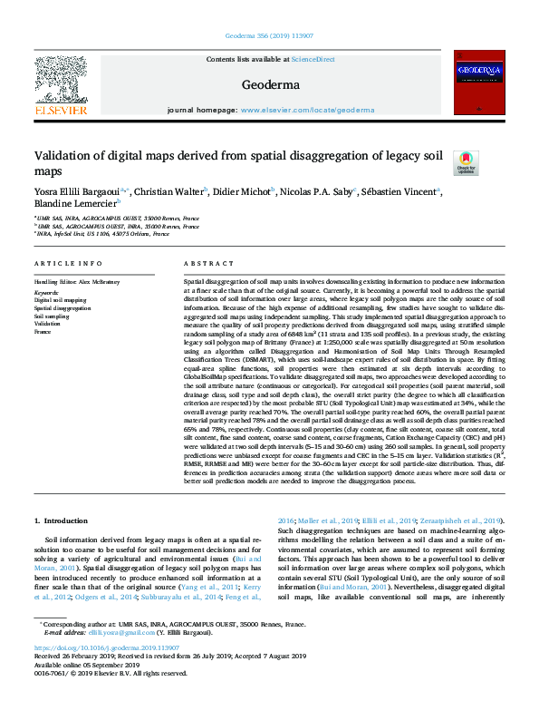 (PDF) Validation of digital maps derived from spatial disaggregation of legacy soil maps