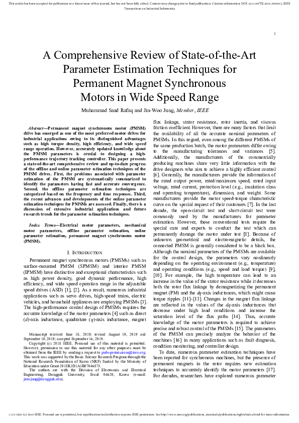(PDF) A Comprehensive Review of State-of-the-Art Parameter Estimation Techniques for Permanent ...