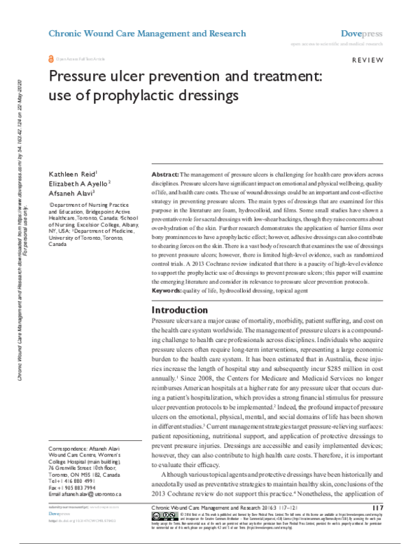(PDF) Pressure ulcer prevention and treatment: use of prophylactic ...