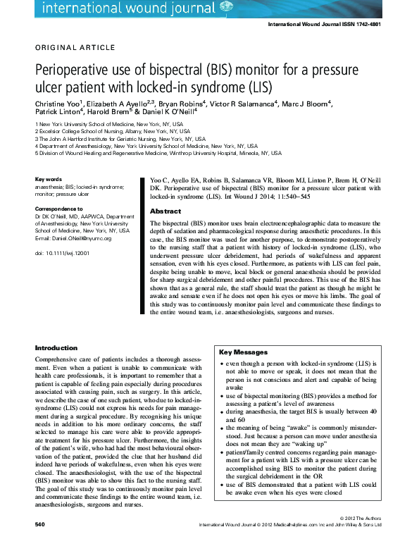(PDF) Perioperative use of bispectral (BIS) monitor for a pressure ...