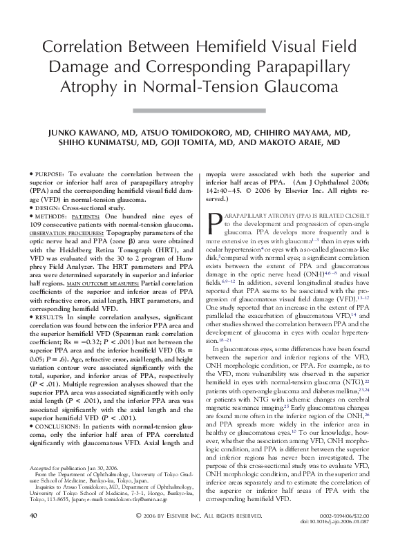 (PDF) Correlation Between Hemifield Visual Field Damage and ...