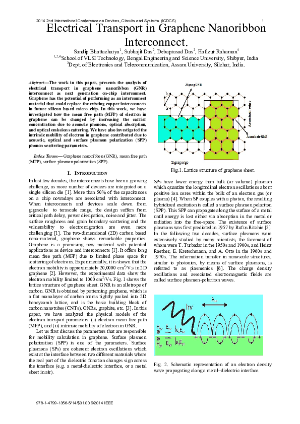 (PDF) Electrical transport in graphene nanoribbon interconnect