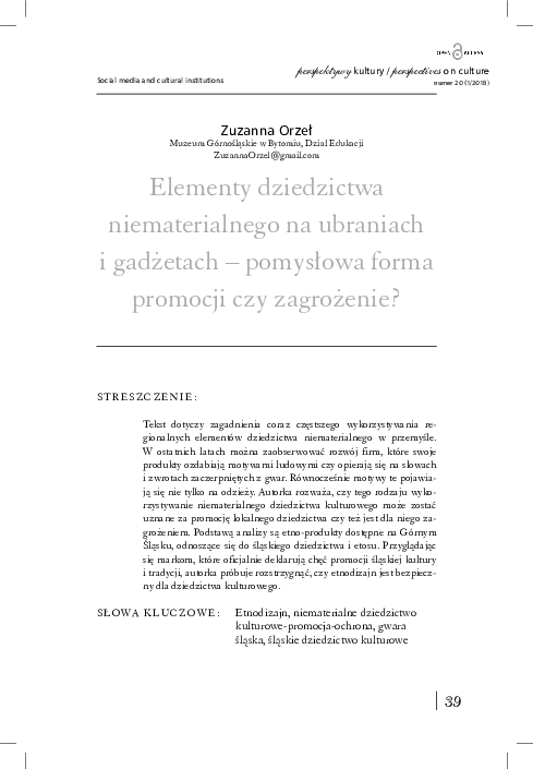 (PDF) Elementy dziedzictwa niematerialnego na ubraniach i gadżetach ...